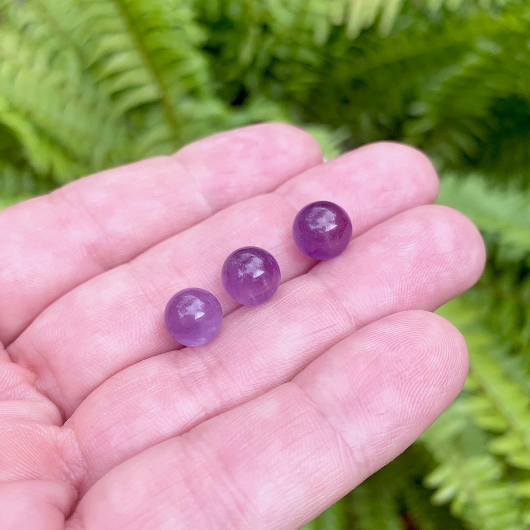 3 Pcs, 8mm Round Amethyst Spheres, Healing Crystals, Amethyst Marble ...