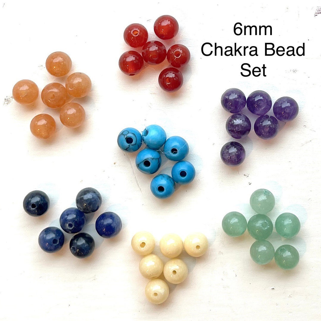 42 Pc. 6mm Chakra Crystal Beads Bulk, GENUINE Gemstone, 7 Chakra Stones ...