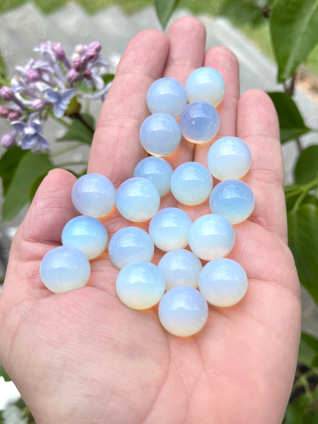 1 Pc. 14mm Opalite Sphere, Crystal Ball, Opalescent Glass, Blue Sphere ...
