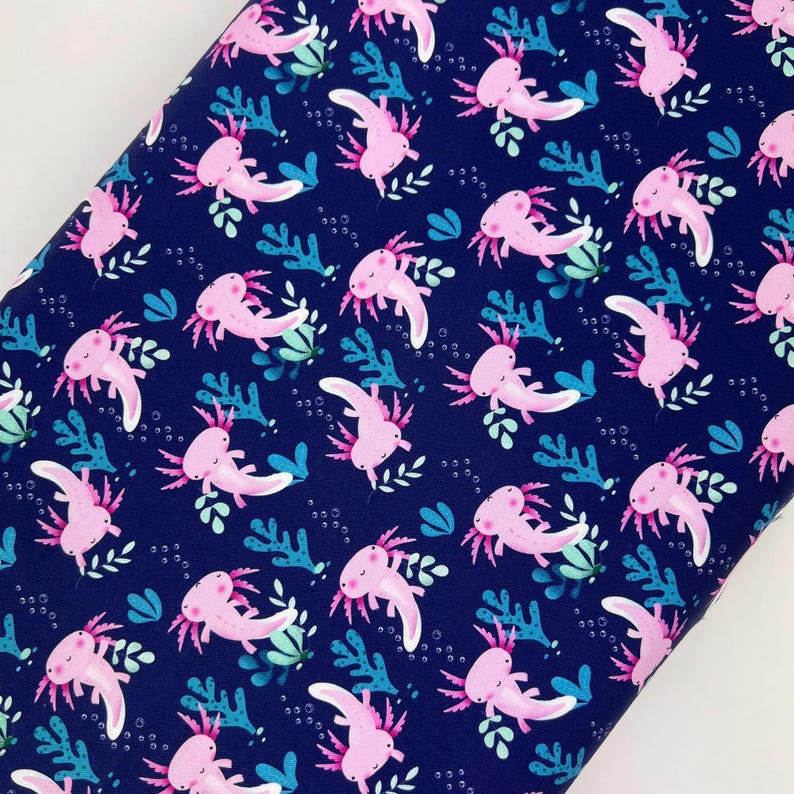 Dear Stella Make Waves Axolotl in Indigo | Quilting Fabric Sold by the ...