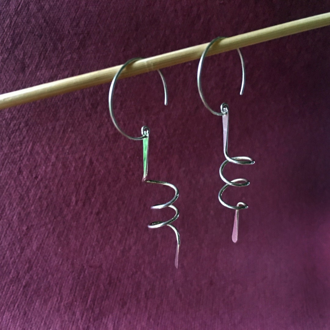 Vortex Sterling Silber Locken Korkenzieher Twist Ohrringe - Etsy.de