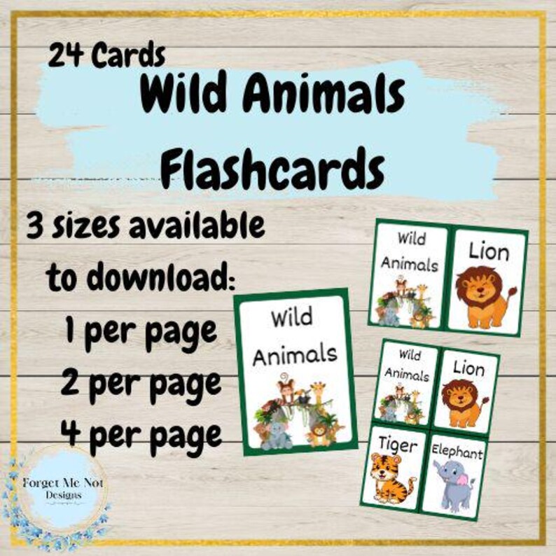 Wild Animal Flashcards - Etsy