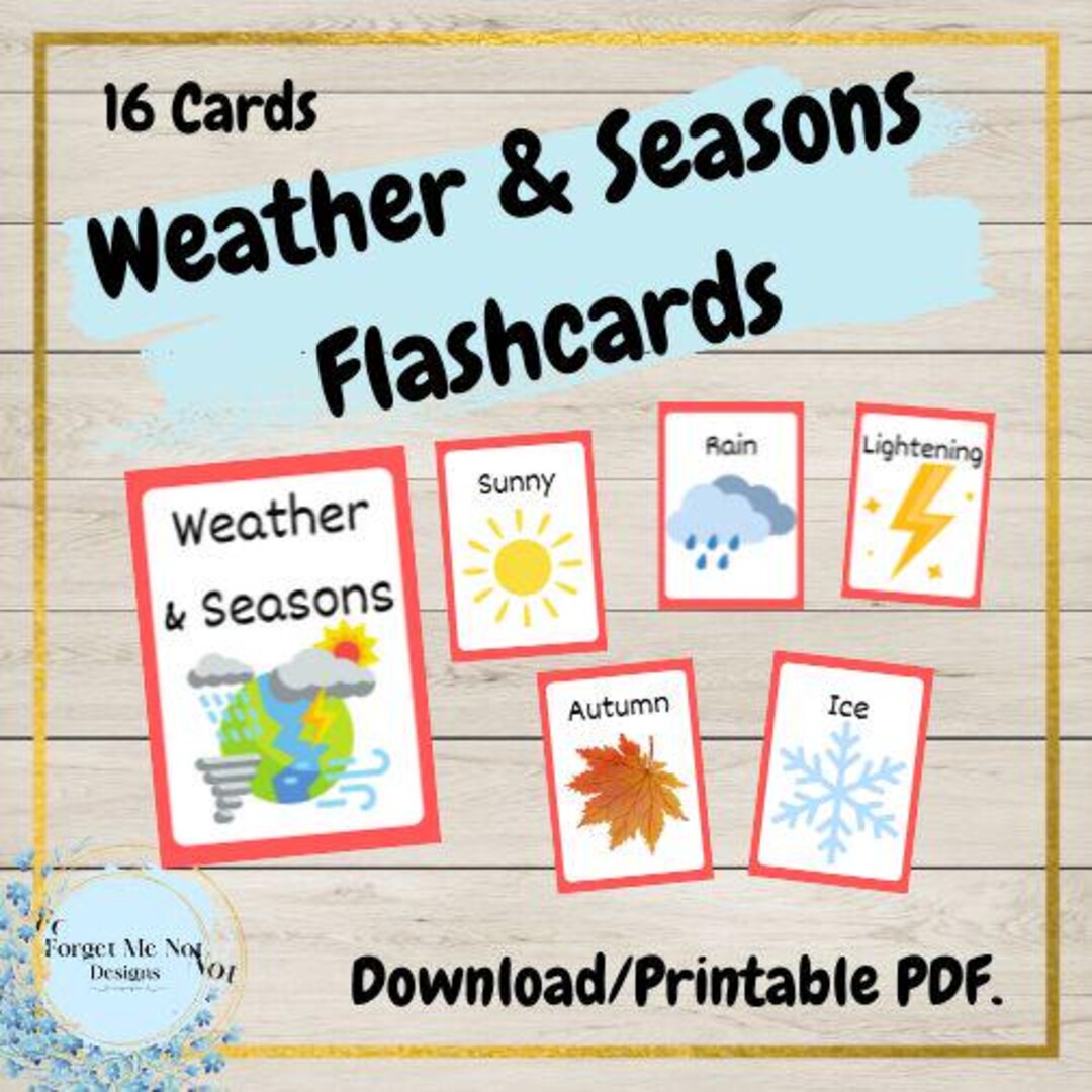 Weather and Seasons Flashcards - Etsy