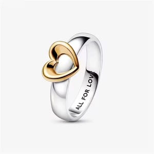 Pandora Brilliant Two-tone Sliding Heart Ring, S925 Sterling Silver ...
