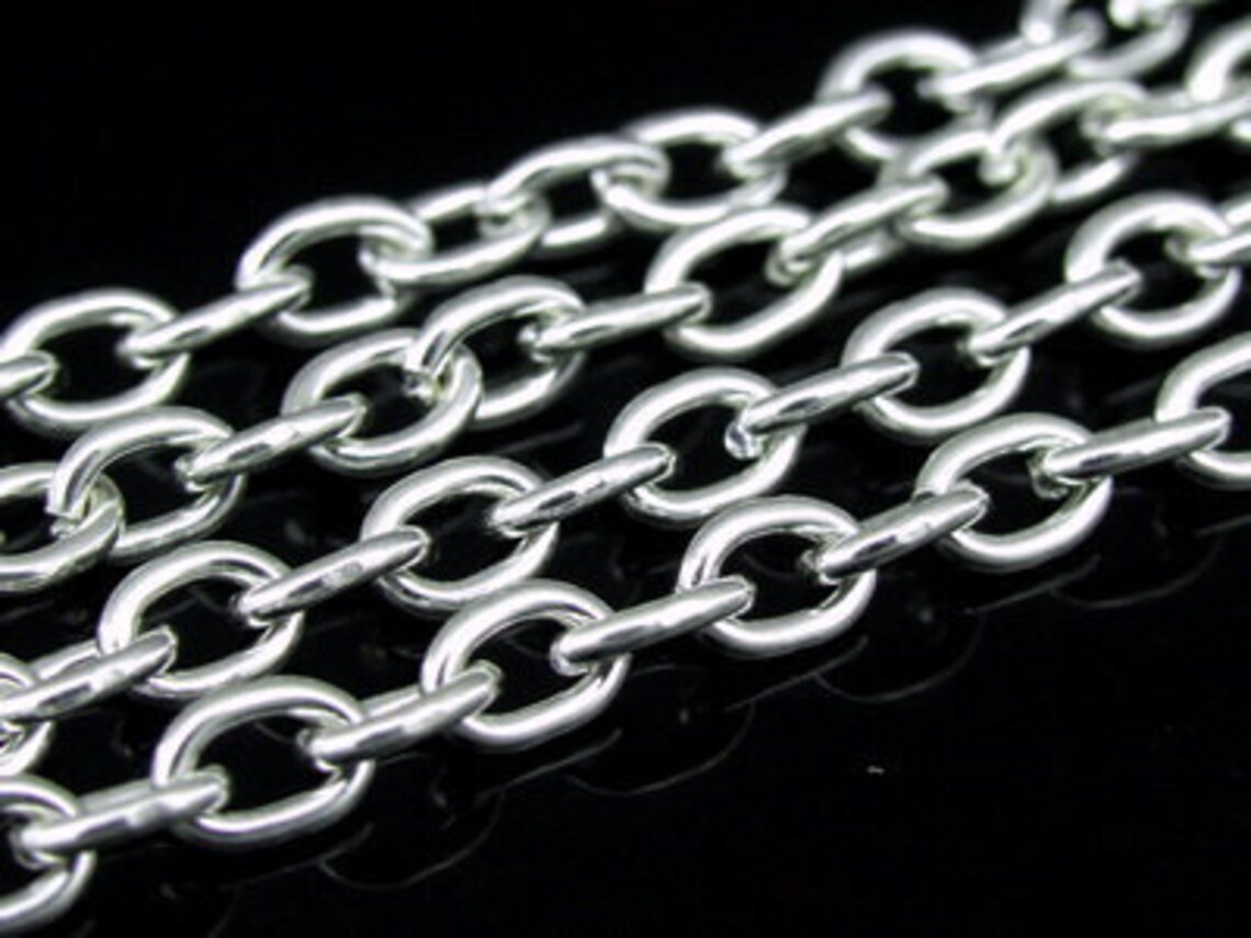KQ-012 Thai Karen Hill Tribes Silver Plain Oval Link Chain 24 - Etsy