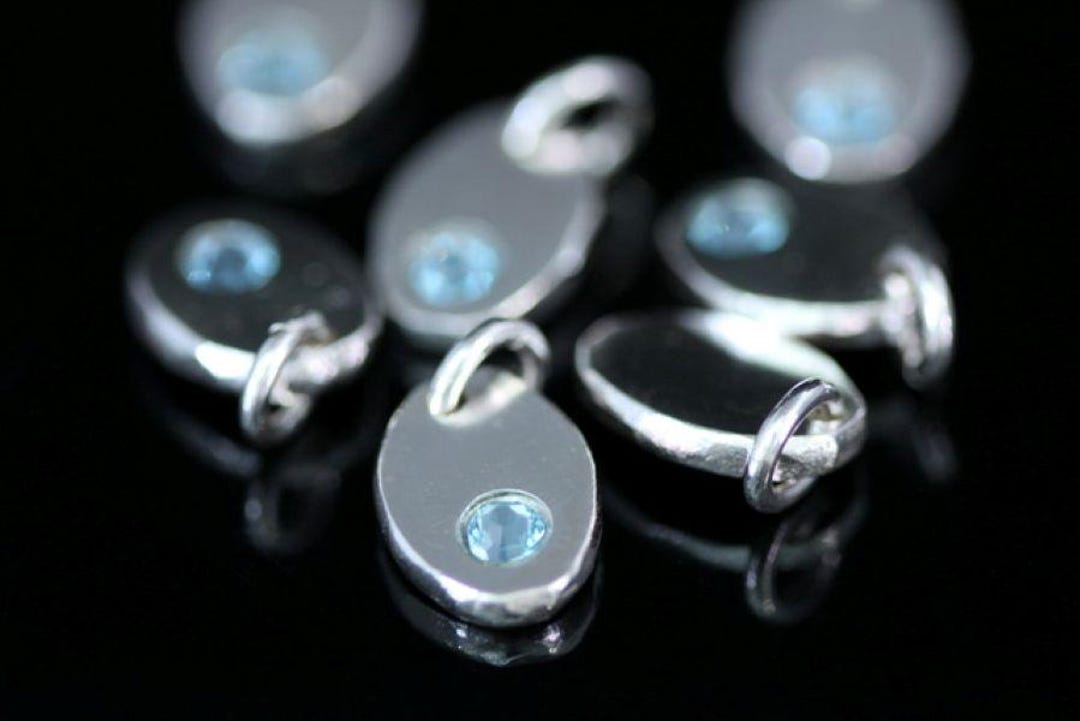 Karen Hill Tribe Silver Charm: Aquamarine Swarovski Crystal Pebble ...