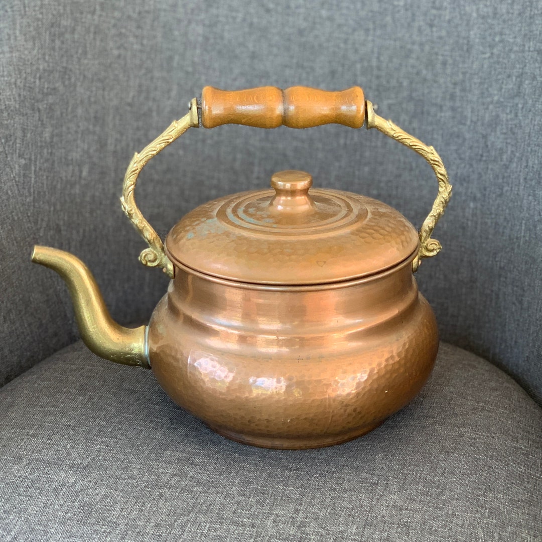 Large Vintage Copper Tea Kettle, Rustic Kitchen, Rustic Kettle ...