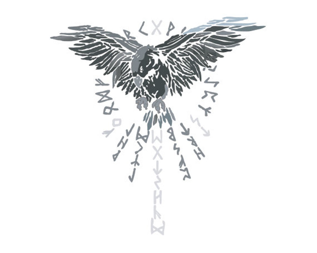 Odin's Raven PNG, Hugin and Mugin Logo Art PNG Svg, Viking Font PNG ...