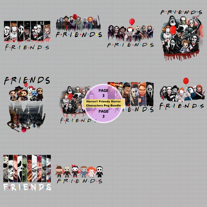 Horror1 Friends Horror Characters Png Bundle, DTF Png, Sublimation ...