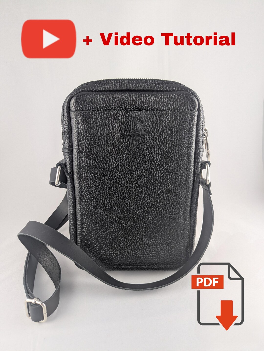 Leather Shoulder Bag PDF Pattern | Man Messenger Bag | Woman Messenger ...