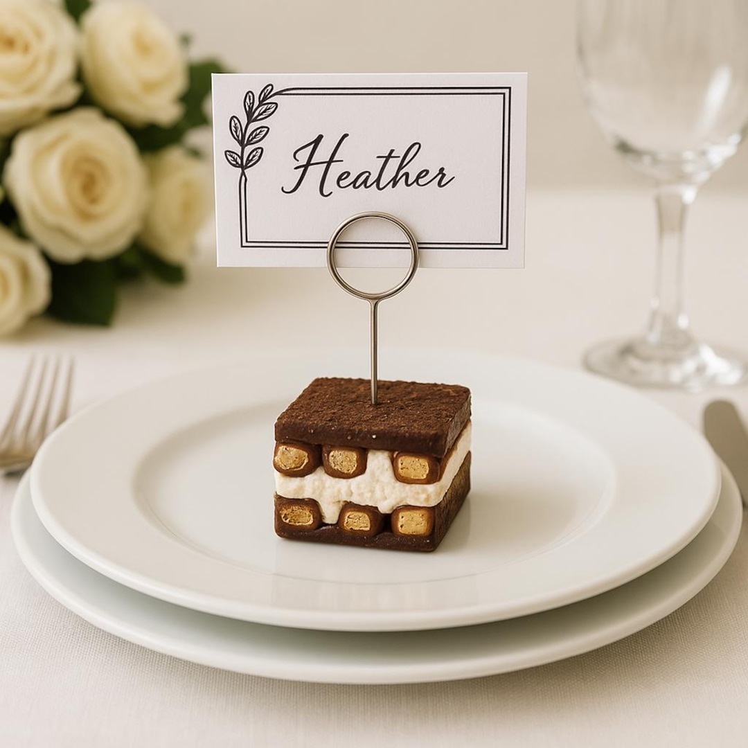 Tiramisu Place Card Holders, Photo Holder, Food Label – Handmade Clay ...