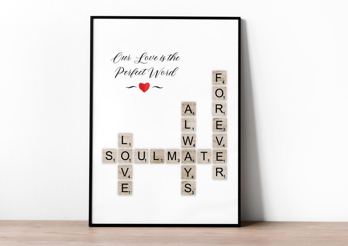 Ready for Print - Love Scrabble Crossword Puzzle - Romantic Valentine's ...