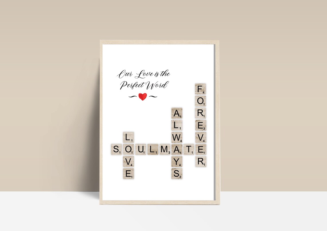 Ready for Print - Love Scrabble Crossword Puzzle - Romantic Valentine's ...