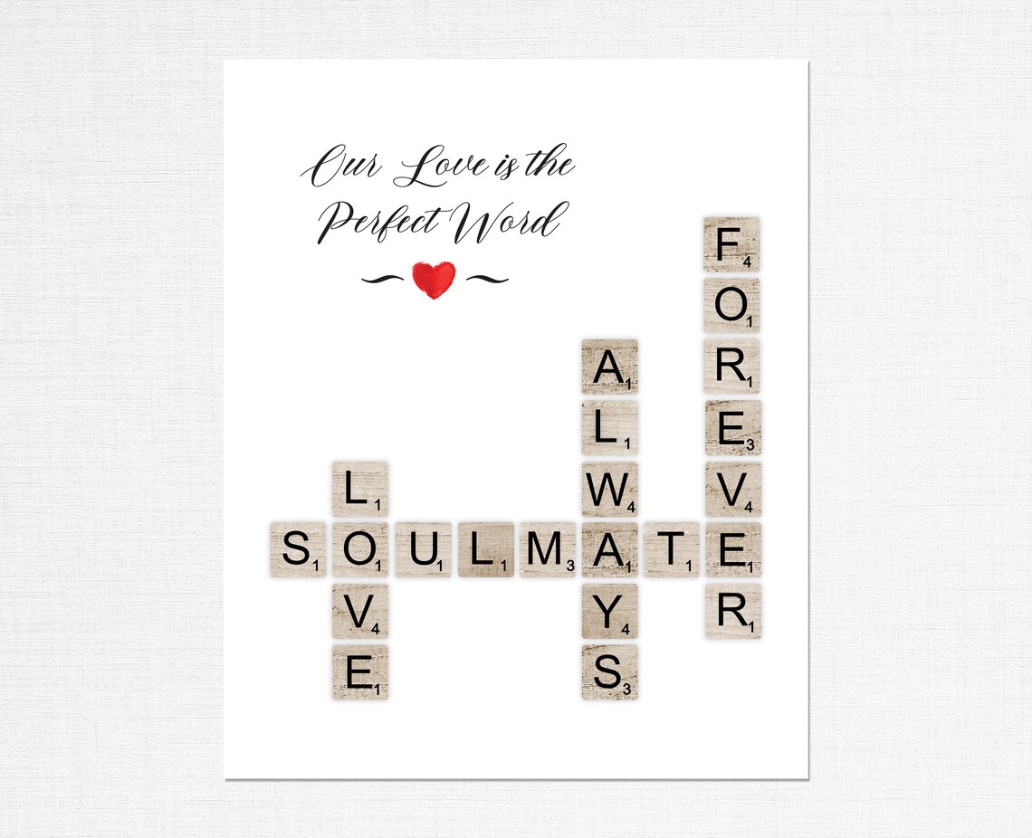 Ready for Print - Love Scrabble Crossword Puzzle - Romantic Valentine's ...