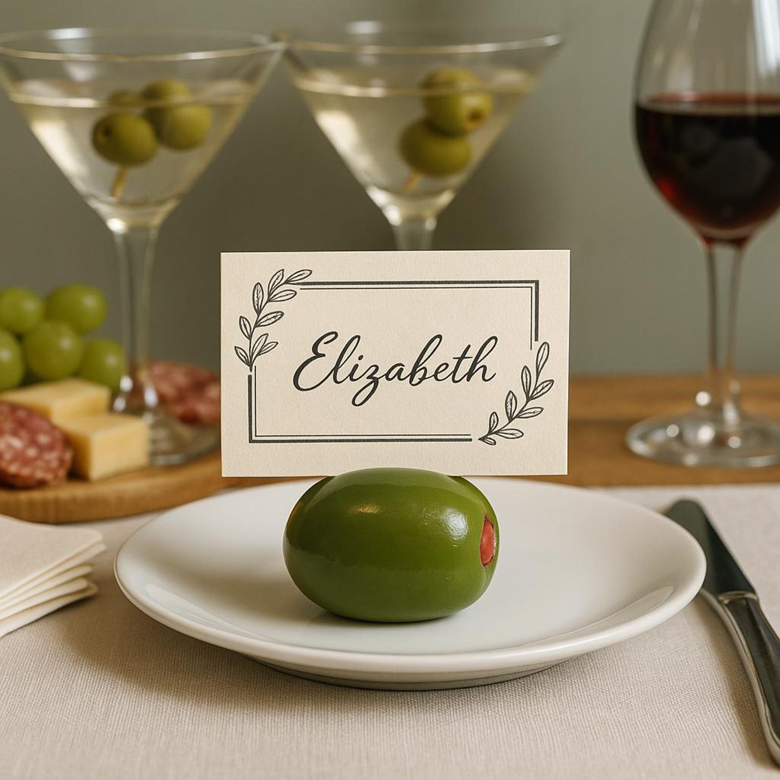 Olive Place Card Holders – Set of 4 | Martini Party Table Decor ...