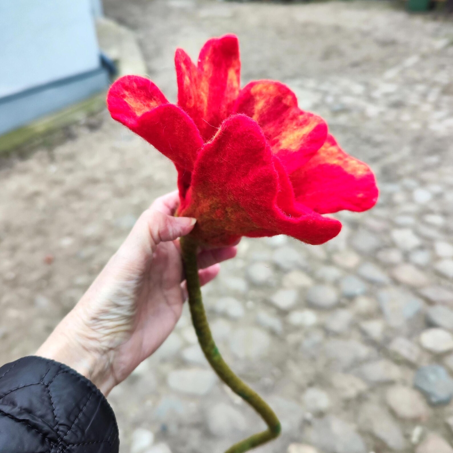 Poppy Flower, Felt Woolen Flower Accessory, Handmade Felting ...