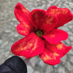 Poppy Flower, Felt Woolen Flower Accessory, Handmade Felting ...