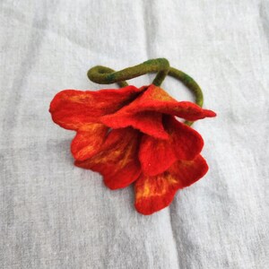 Poppy Flower, Felt Woolen Flower Accessory, Handmade Felting ...