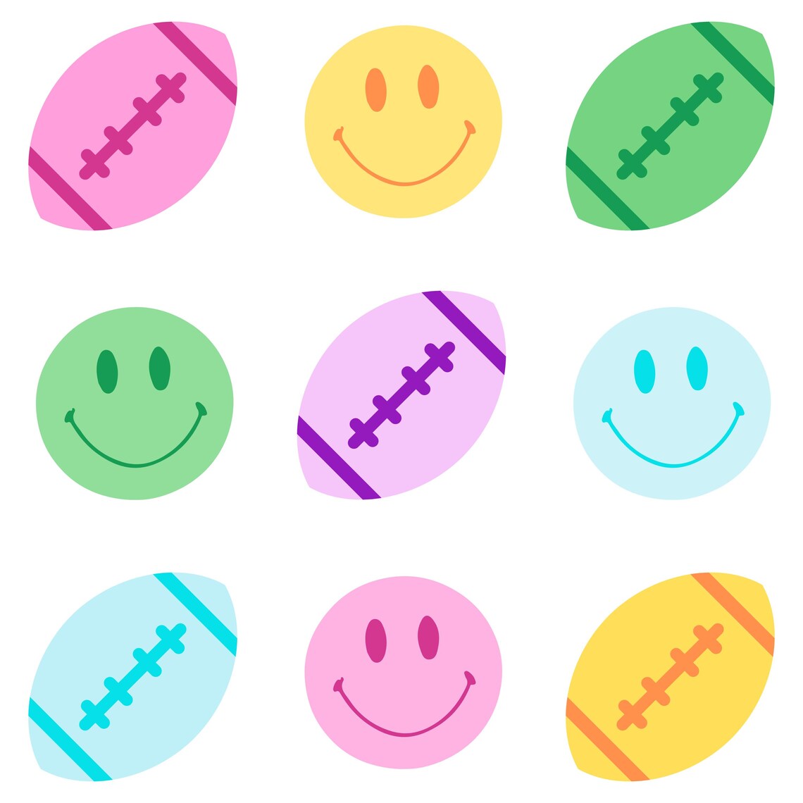 Football & Smiley Face PNG | Cute Football Sublimation | Game Day ...
