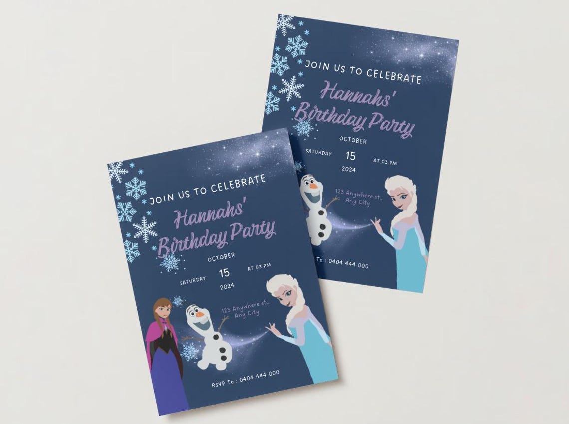 Frozen Editable Birthday Invitation Template - Etsy