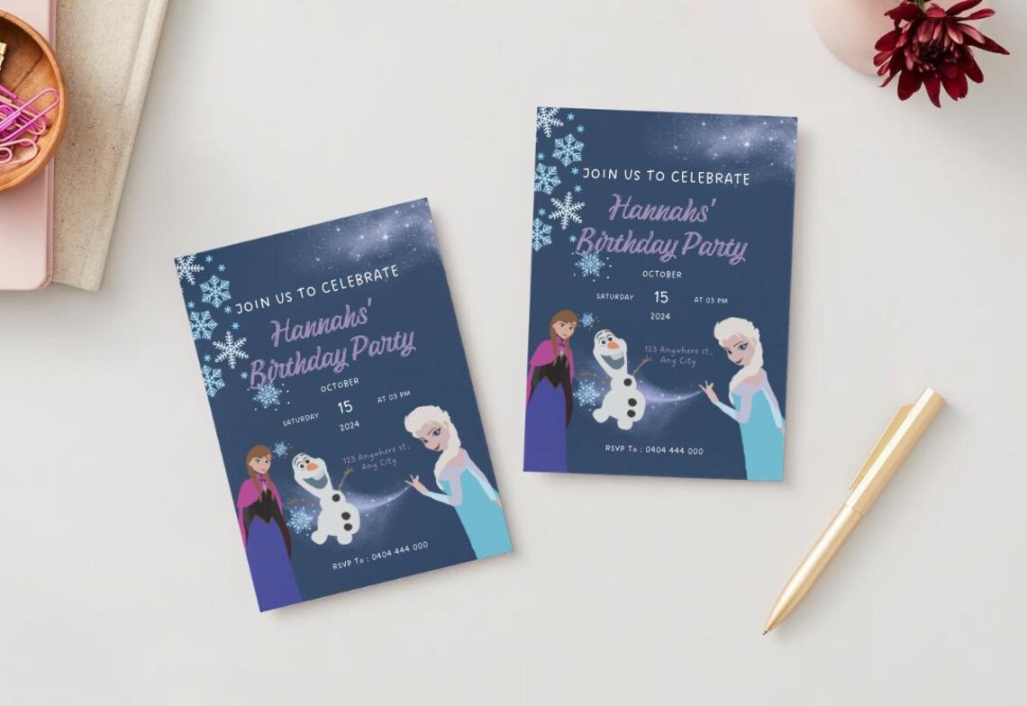 Frozen Editable Birthday Invitation Template - Etsy