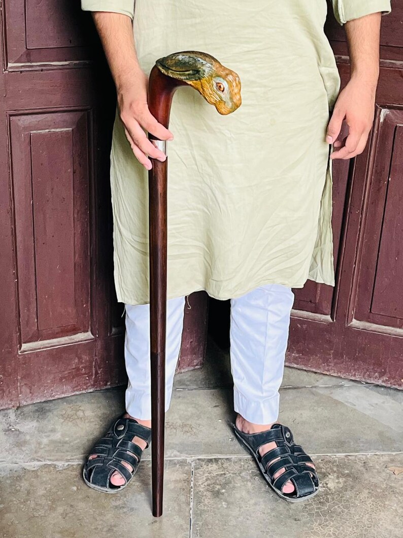 Handcrafted Wooden Walking Stick - Premium Walking Cane Rabbit Design ...