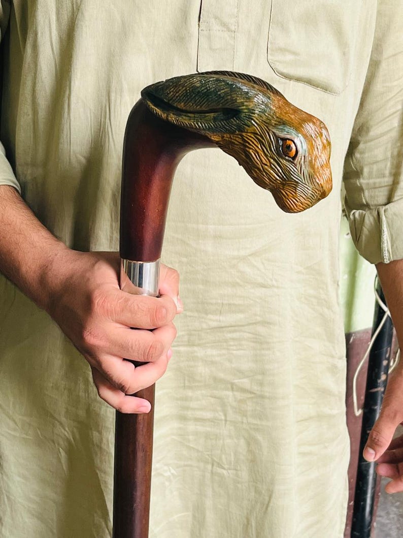 Handcrafted Wooden Walking Stick - Premium Walking Cane Rabbit Design ...