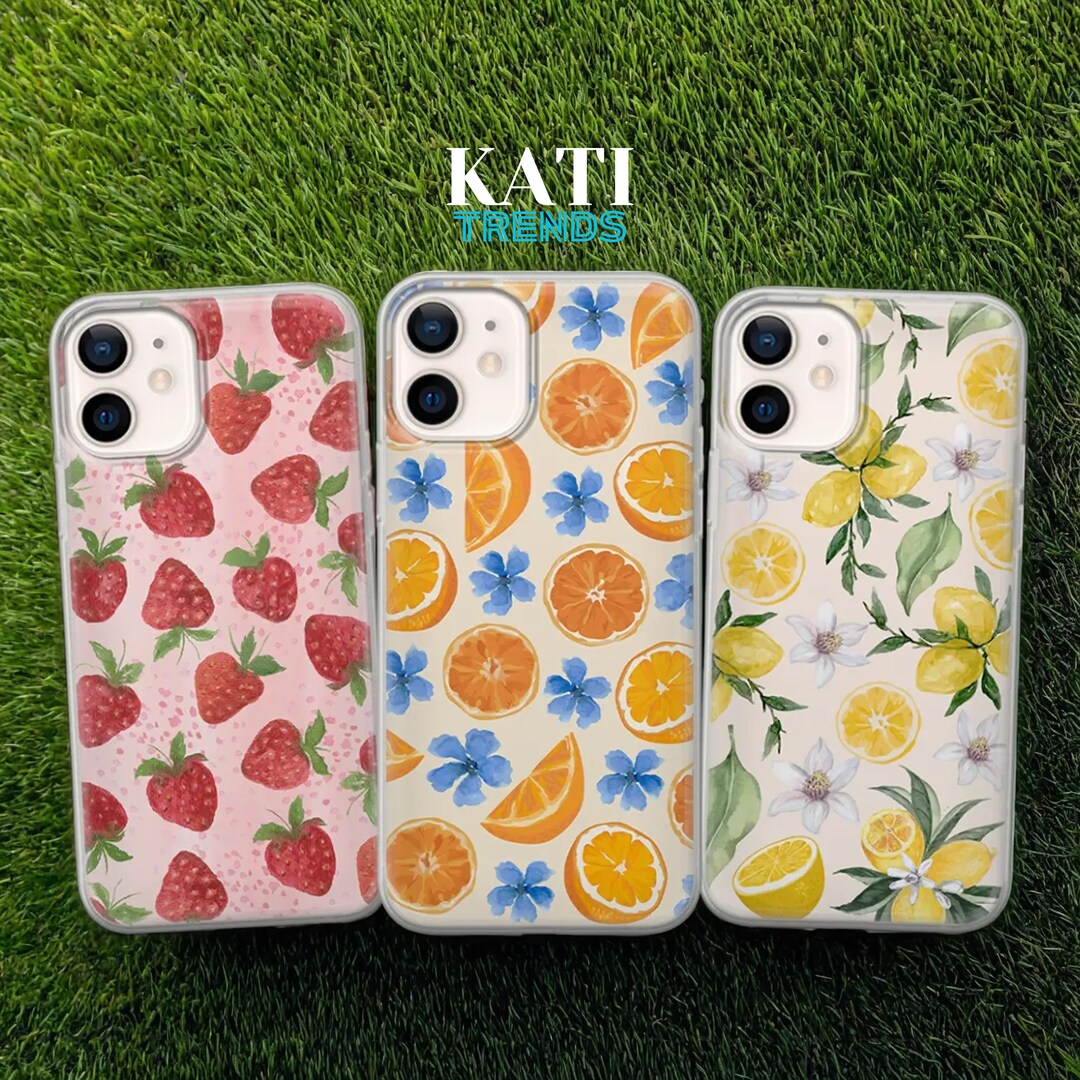 Fruit Phone Case Yellow Lemons Oranges Strawberry Cover for iPhone 16 ...