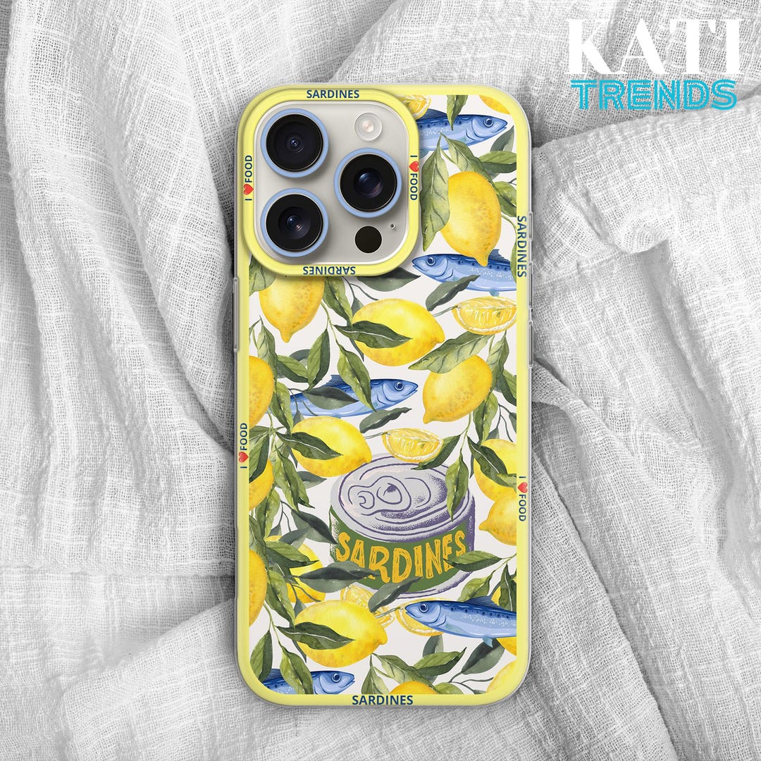 Sardine Fish Phone Case Food Collage Cover for iPhone 16pro Max, 15, 14 ...