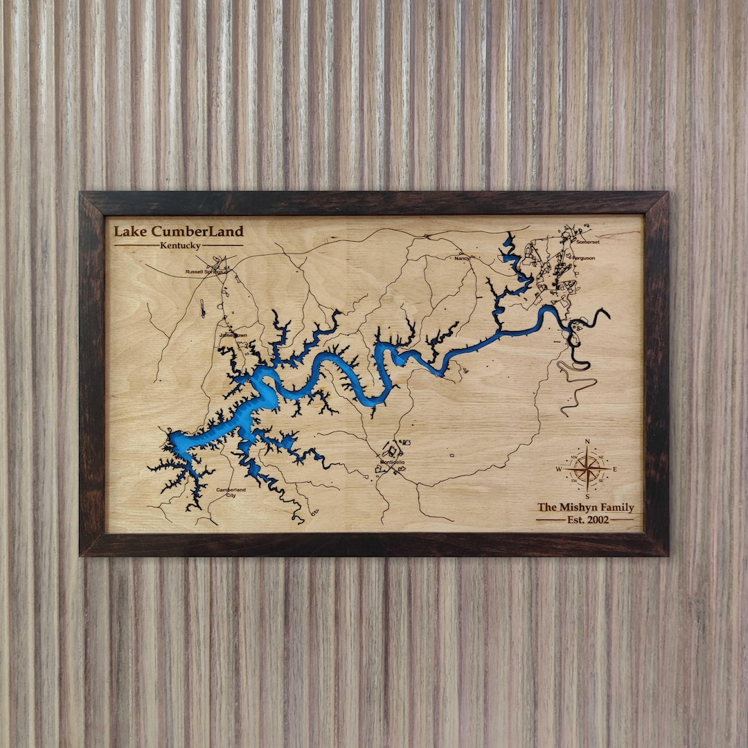 Wooden Lake Map Custom Wood Map Home Decor Wood Wall Art Anniversary ...