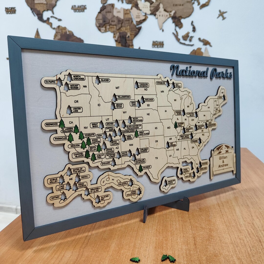 National Parks Travel Map, USA Travel Map, Gift for Dad, Gift for Him ...