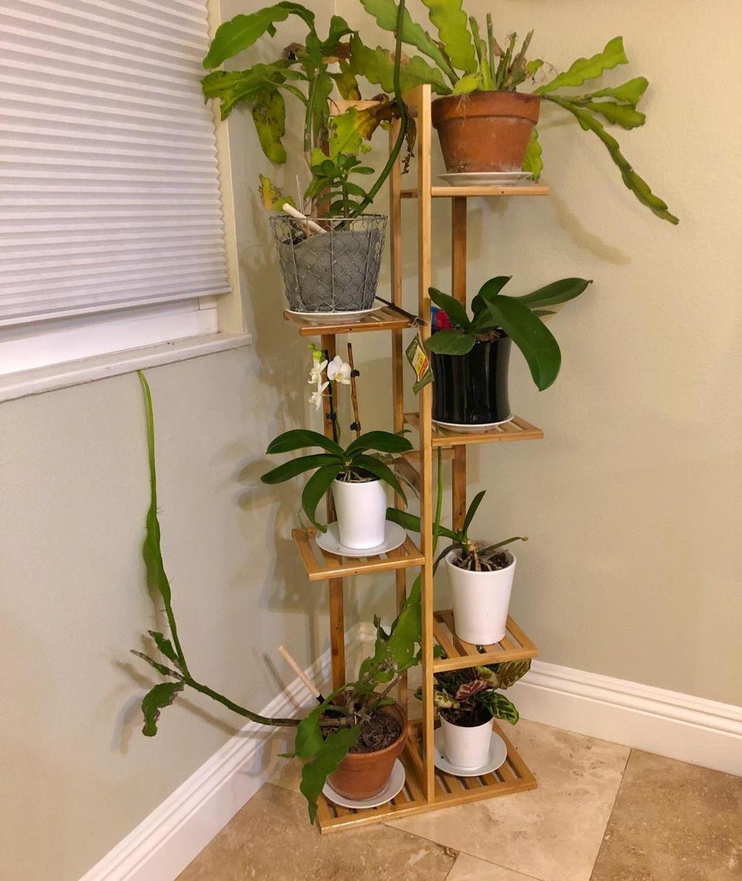 Pot Rack Planter Display Stand Rack Corner Living Room Shelving Unit ...