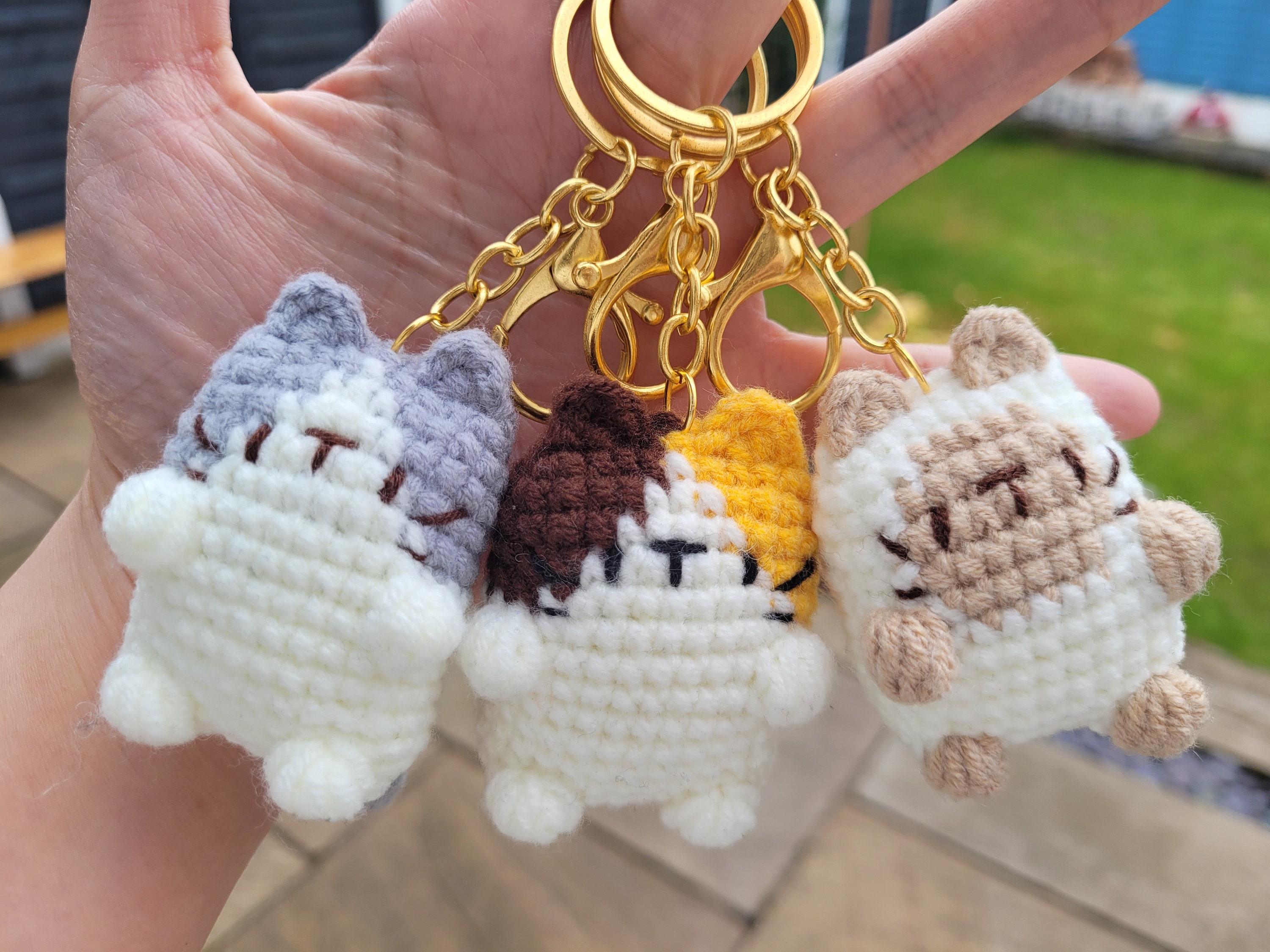 Crochet Cat Amigurumi Keychain Custom Color Handmade Keyring for Girls ...