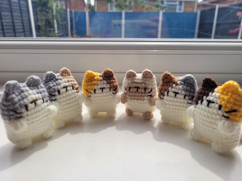 Crochet Cat Amigurumi Keychain Custom Color Handmade Keyring for Girls ...