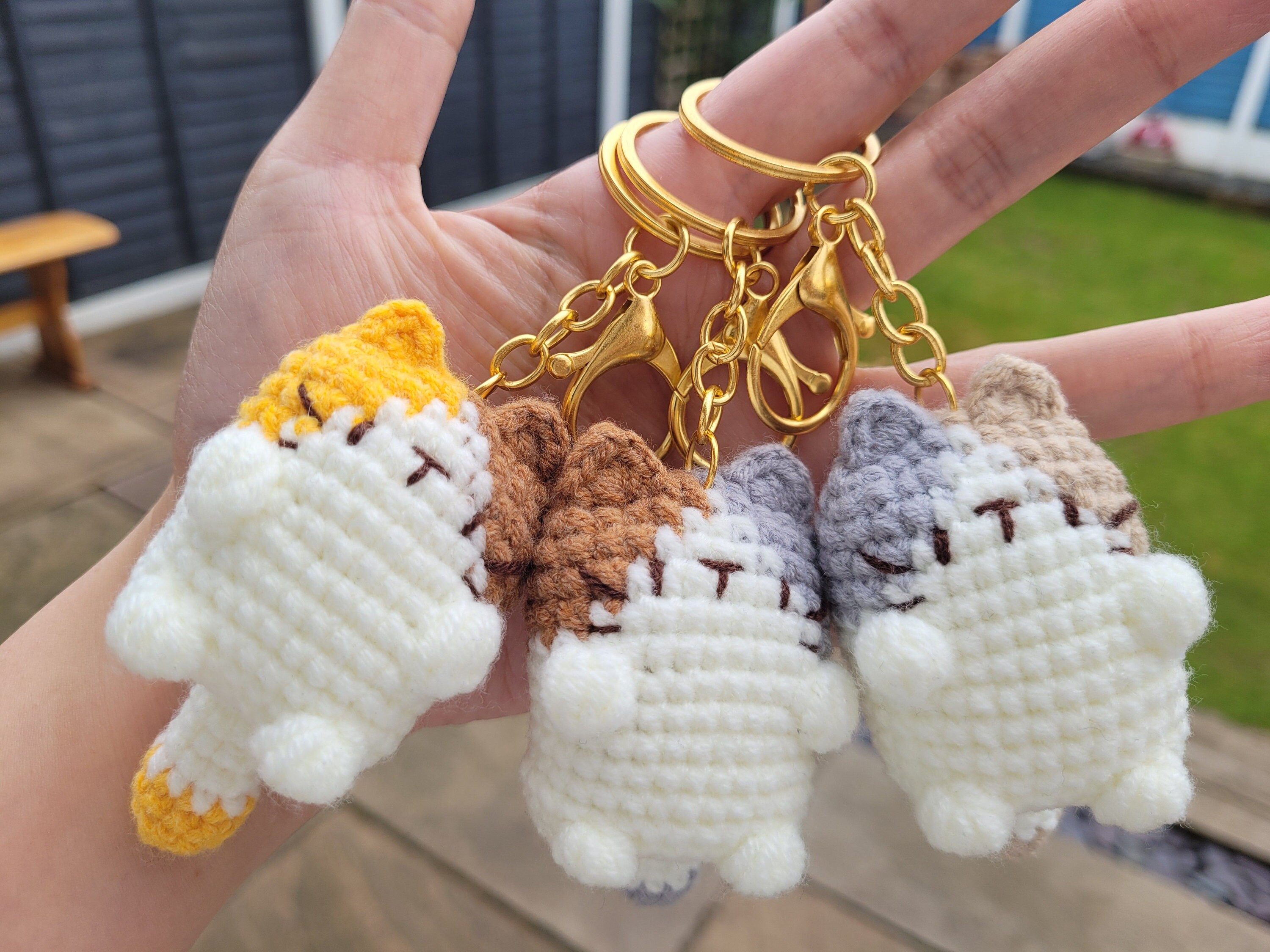 Crochet Cat Amigurumi Keychain Custom Color Handmade Keyring for Girls ...