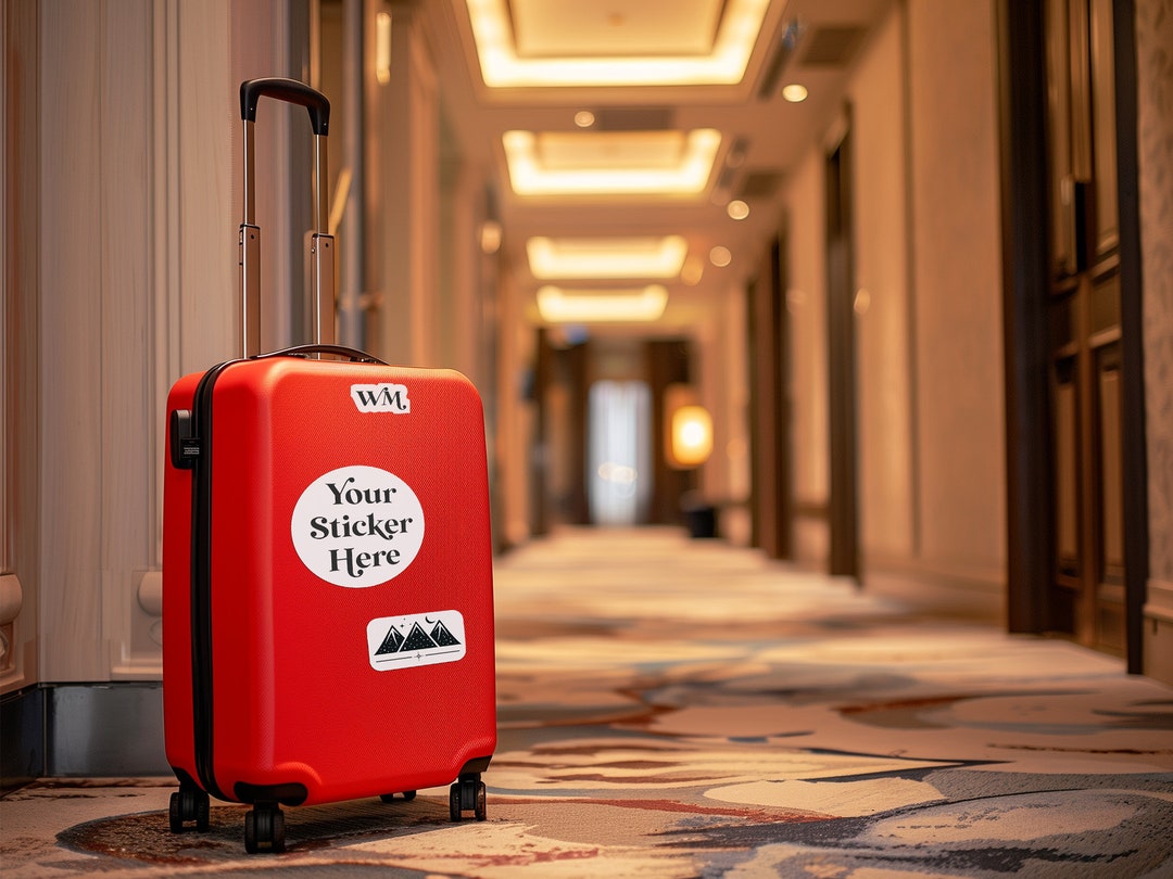 Baggage Sticker Mockup Luggage Sticker Mockup Stickers Mockup Suitcase ...