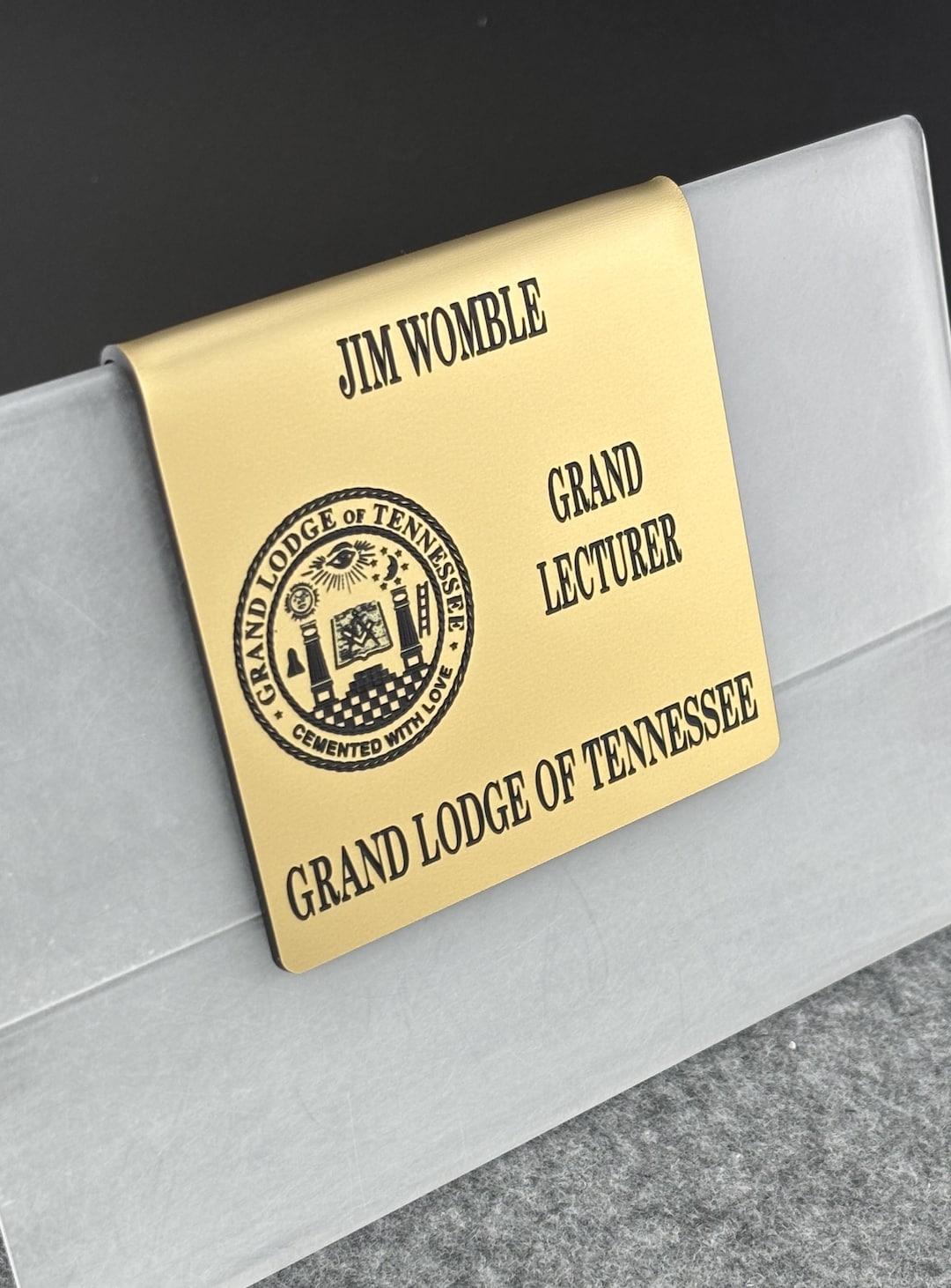 Grand Lodge of Tennessee Name Badge – Custom Engraved Over‑the‑pocket ...