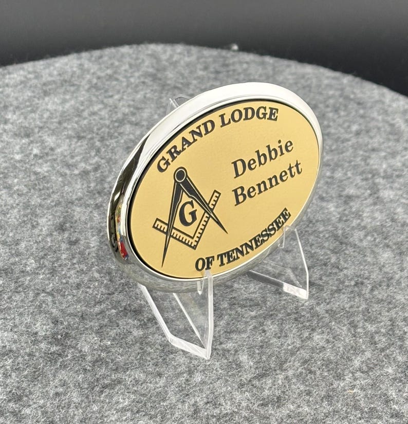 Grand Lodge of Tennessee - Custom Small Oval Name Badge – Framed - Gold ...