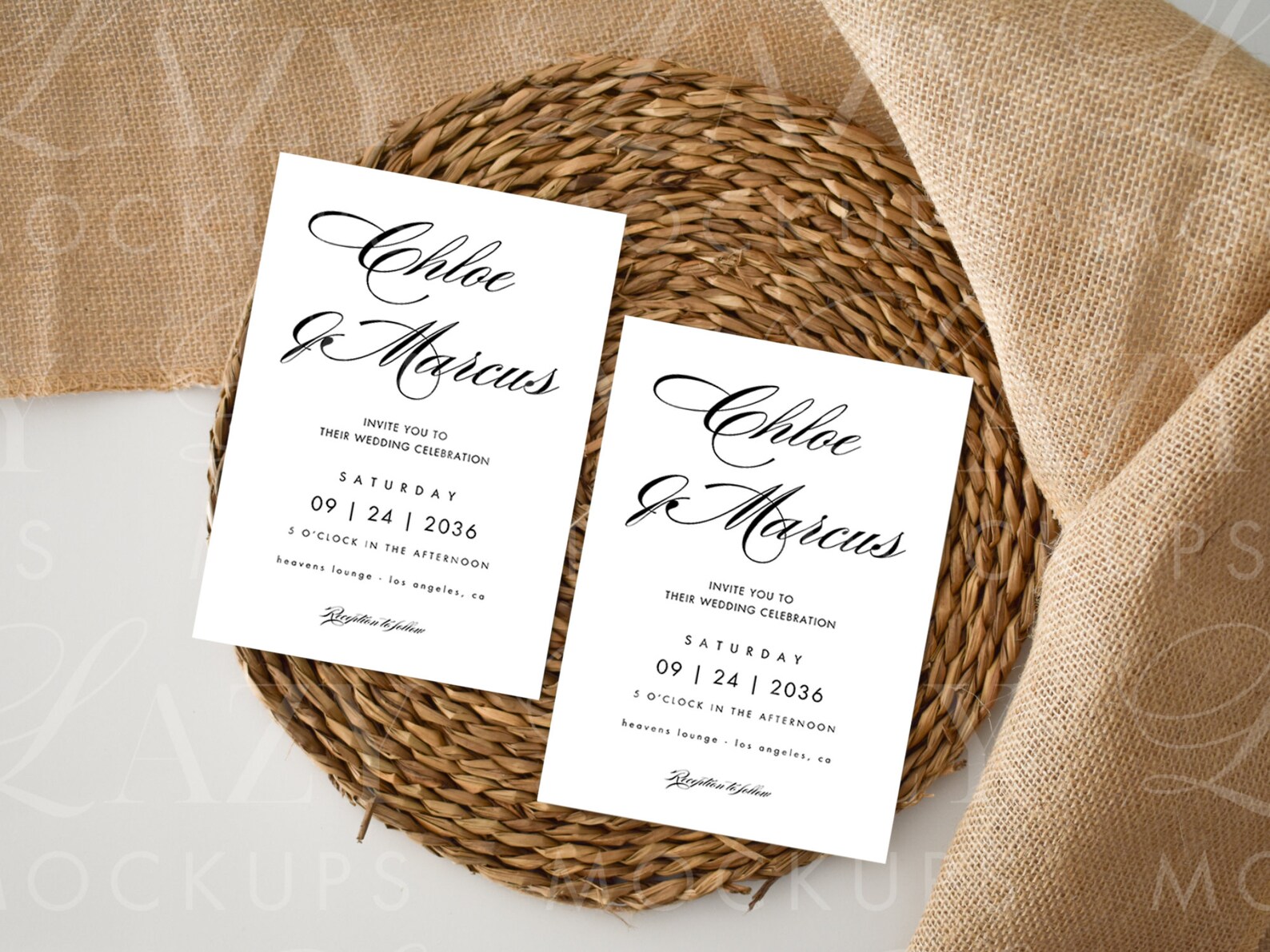 Double Sided Wedding Invitation Mockup - Mock up 5x7 Wedding Invite ...