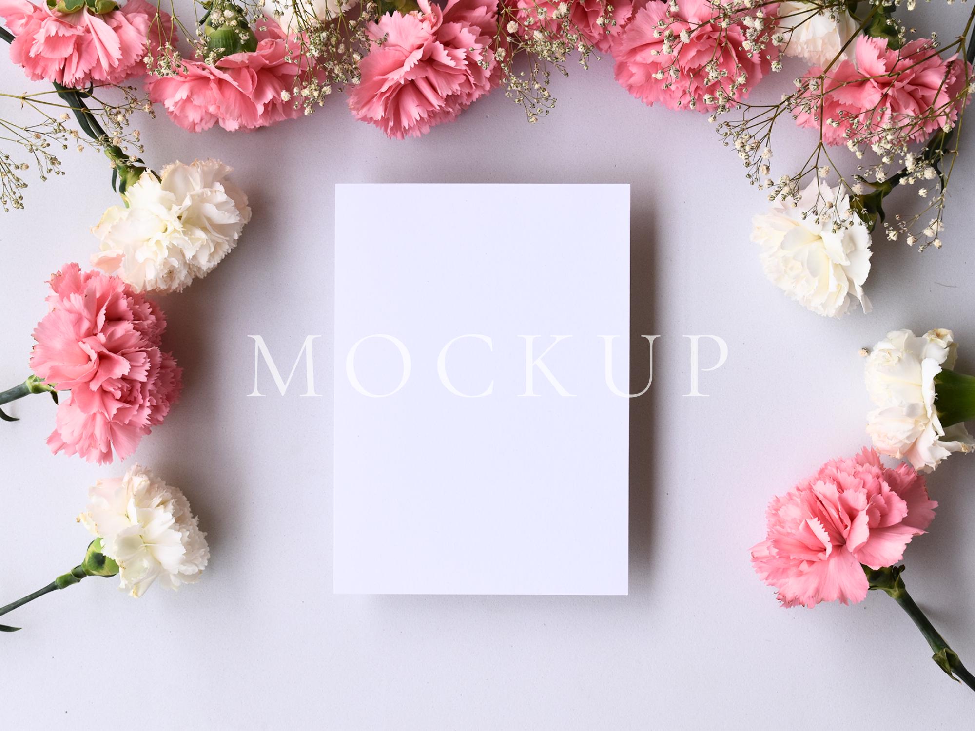 Minimalist Floral Mockup Invite 5x7 PSD Photoshop Smart Object Easy ...
