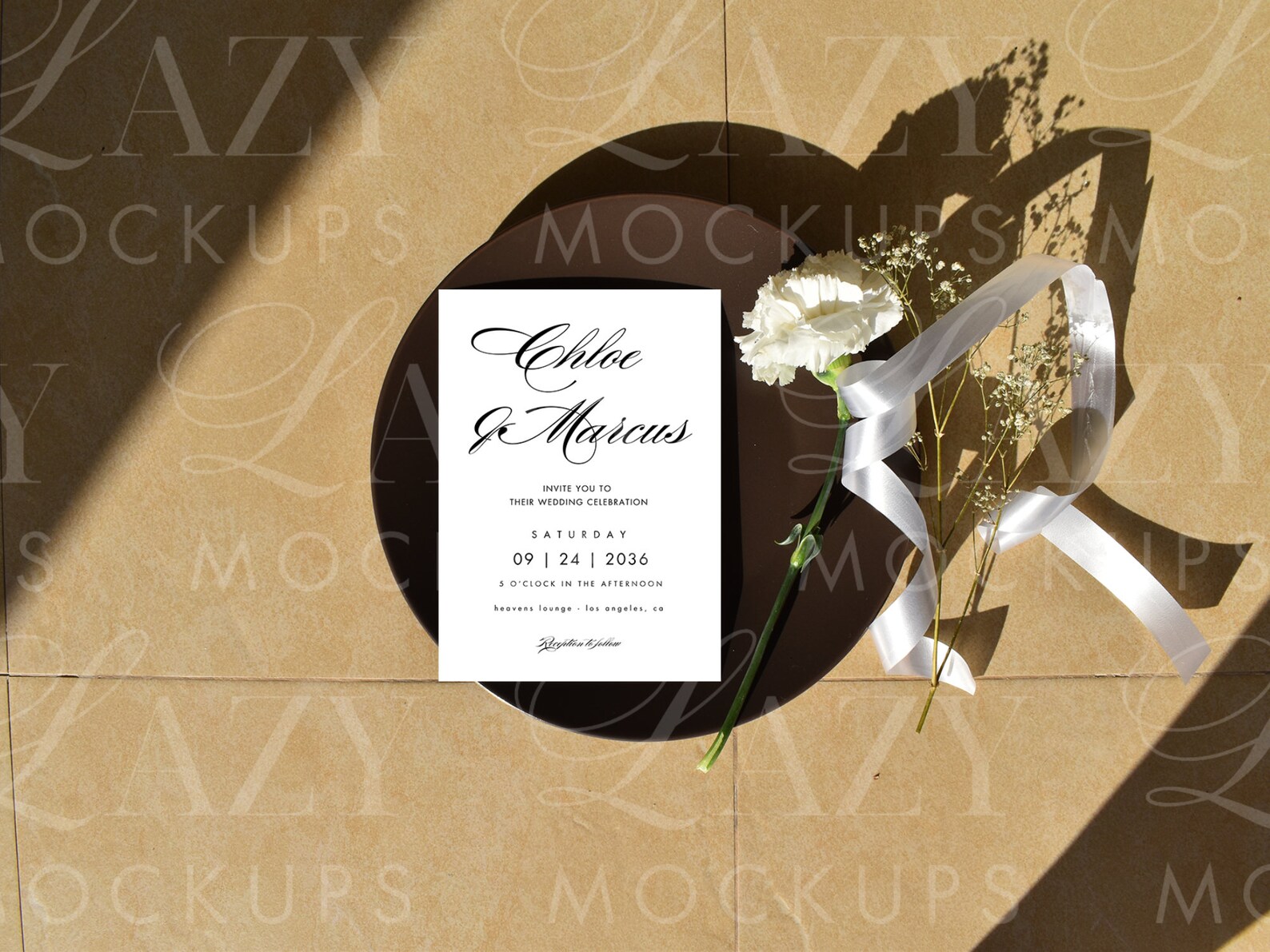 Ribbon Wedding Invite 5x7 Mockup, Vertical Invitation 5x7 Real Mock-up ...
