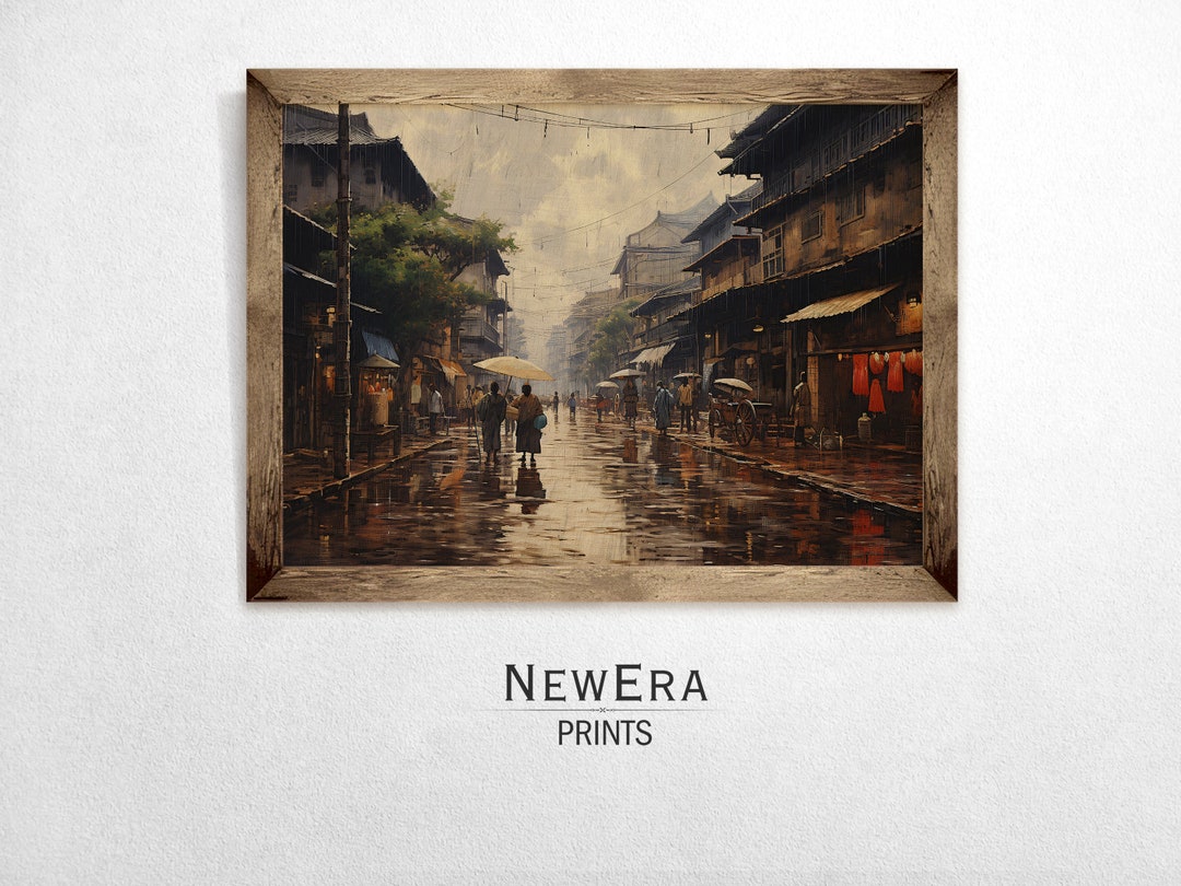 Japan Street View Poster, Printable Vintage Oriental Street, Antique ...