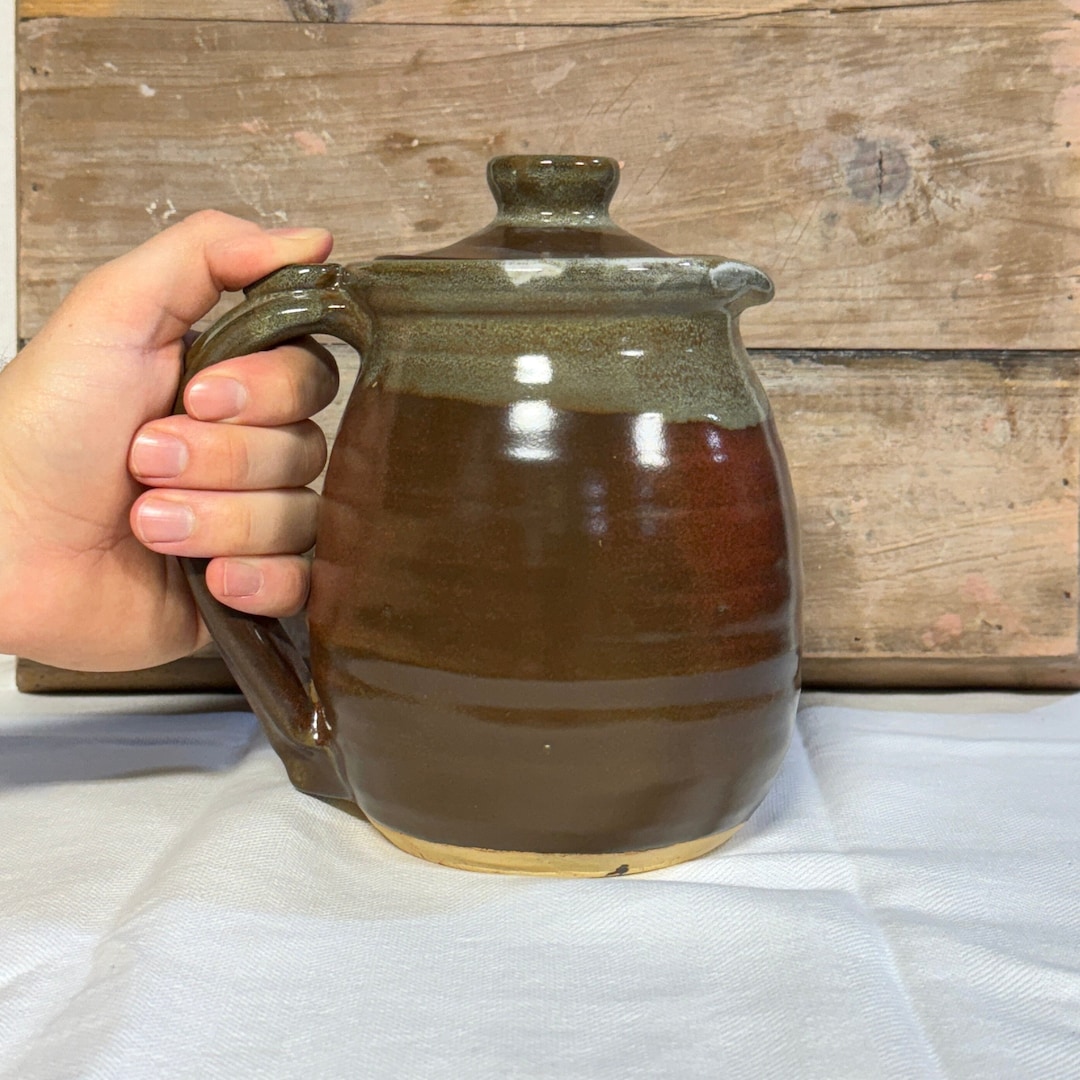 Traditional Lidded Stoneware Water Pitcher | Handmade Pottery With ...