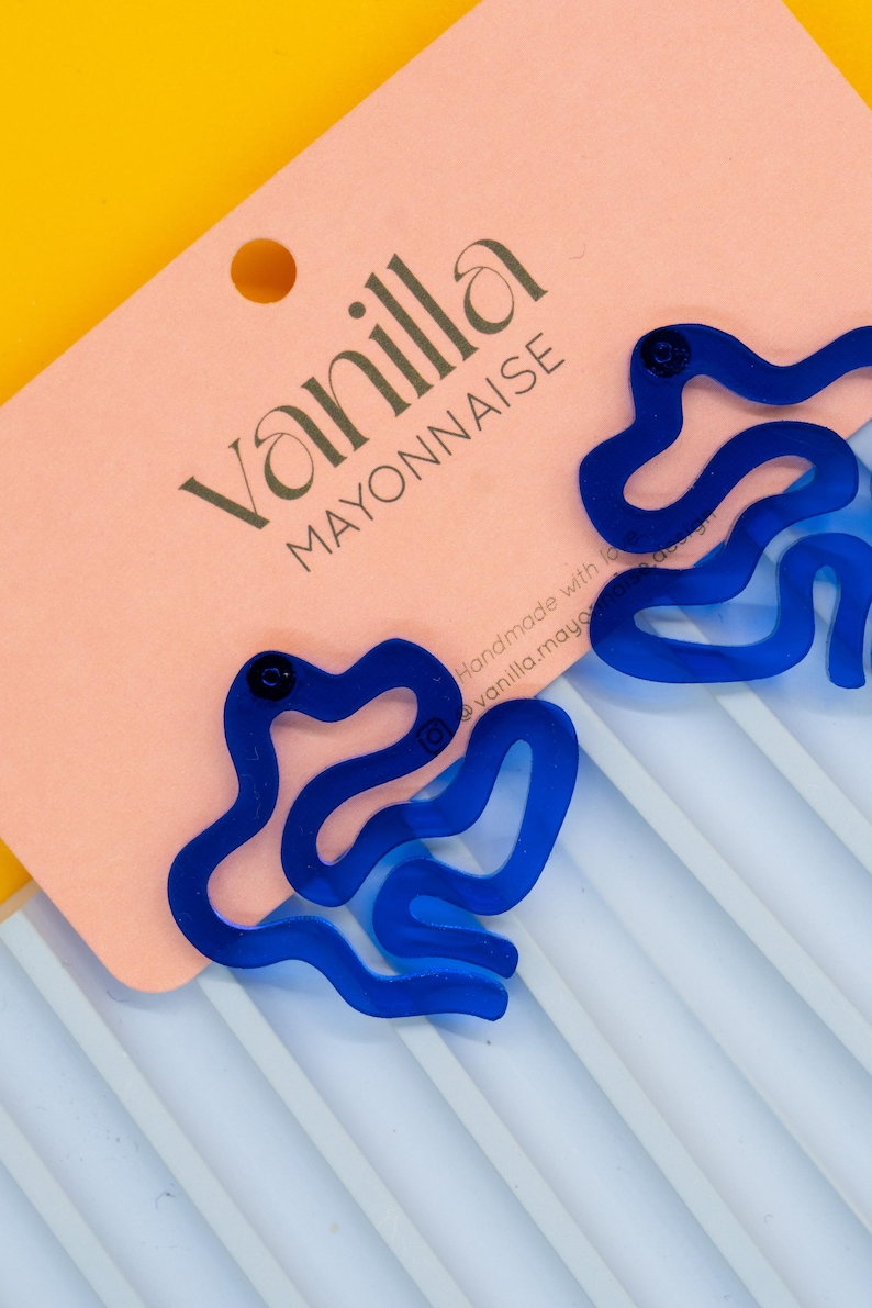 Wavy Blue Acrylic Stud Earrings Lightweight Jewelry for Sensitive Ears ...