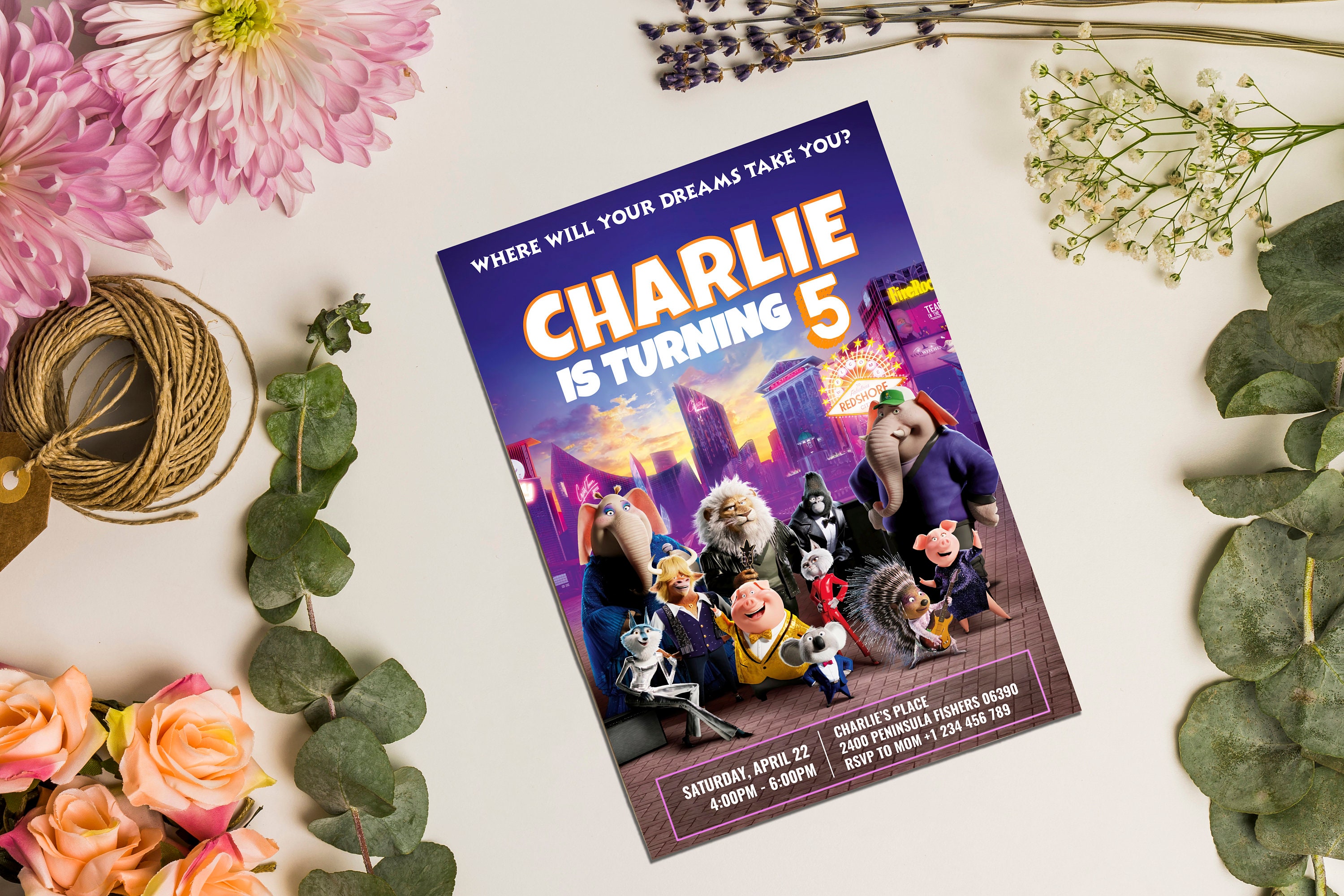 Sing Movie 2 Birthday Invitation Sing Movie 2 Invitation, Personalized ...