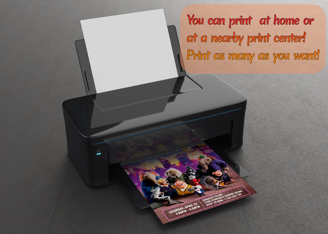 Sing Movie 2 Birthday Invitation Sing Movie 2 Invitation, Personalized ...