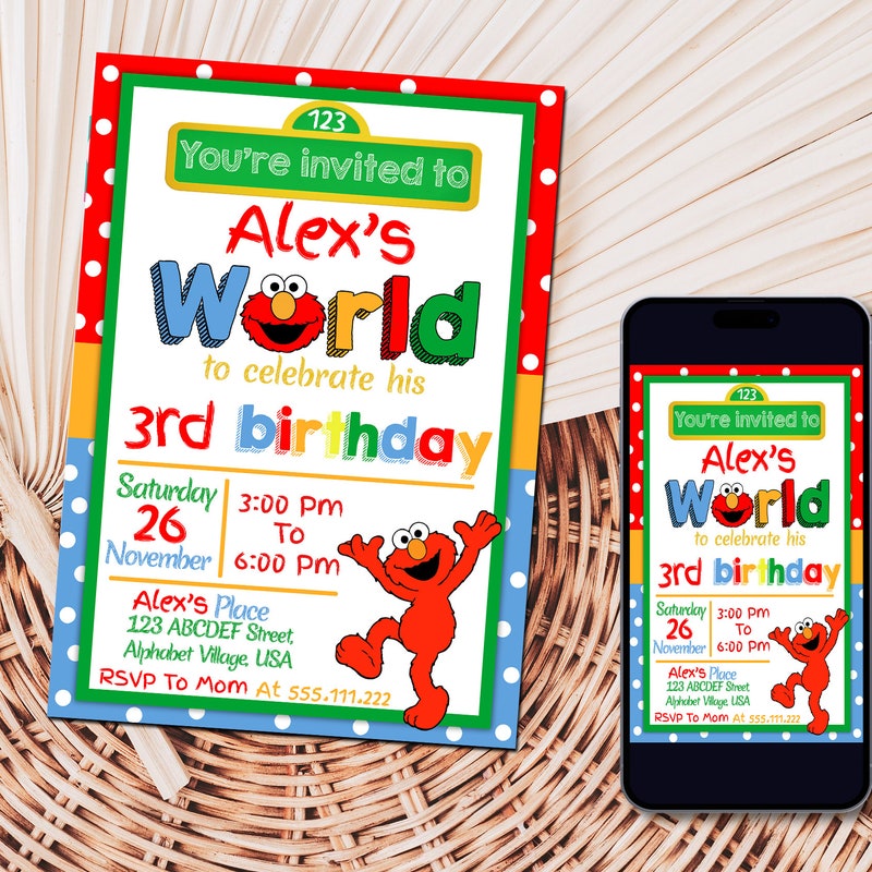 Elmo Editable Invitation - Etsy