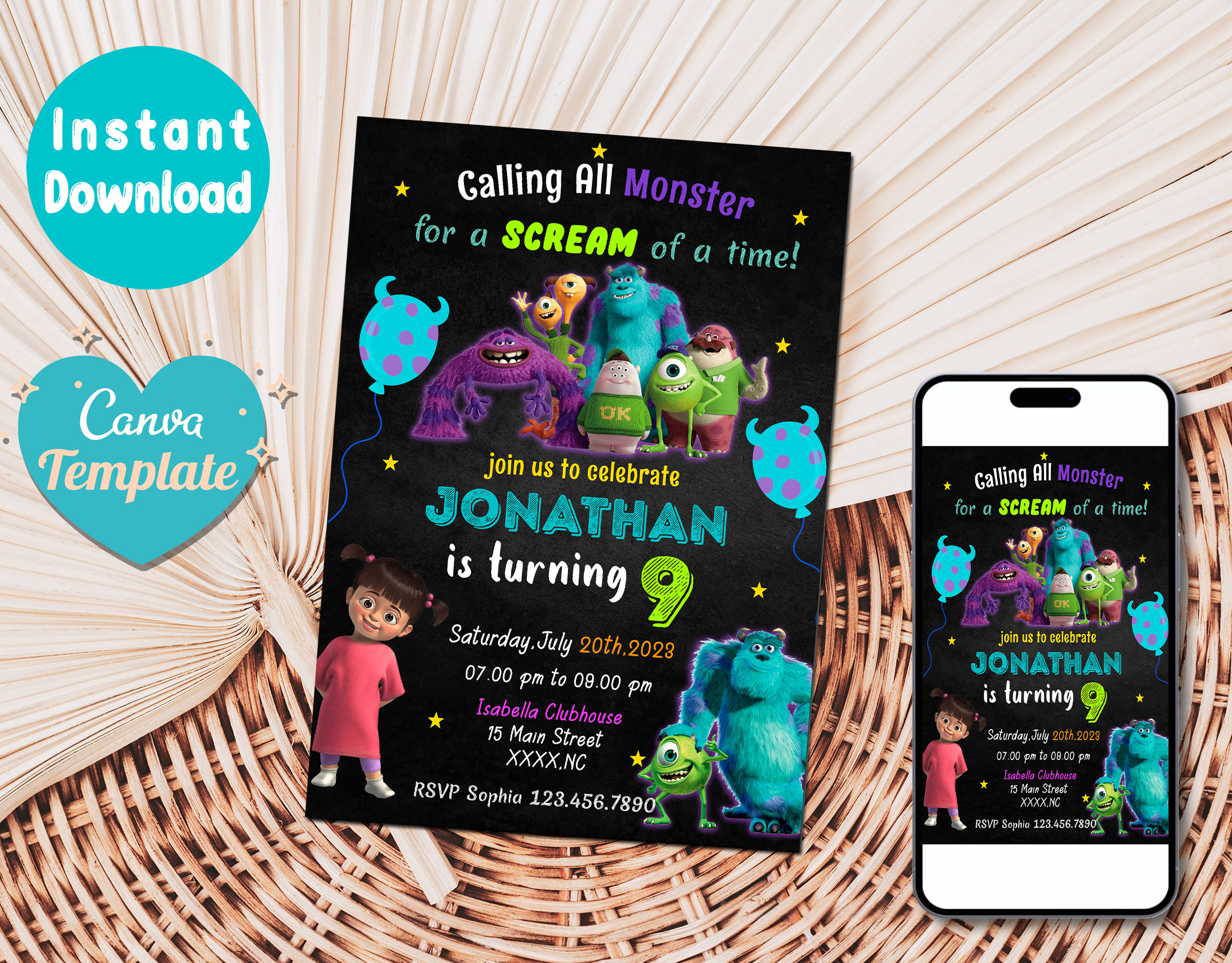 Instant Download | Monsters Inc Birthday Invitation | Monsters Inc ...
