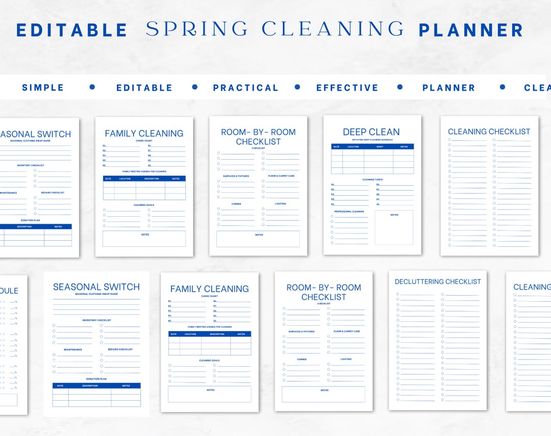 EDITABLE Spring Cleaning Planner and Checklist. House Chores. Seasonal ...