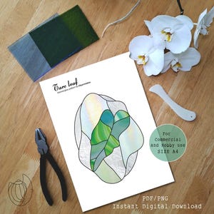 Taro Leaf Stained Glass Pattern (PDF/PNG Digital Download, A4 Size) - Etsy